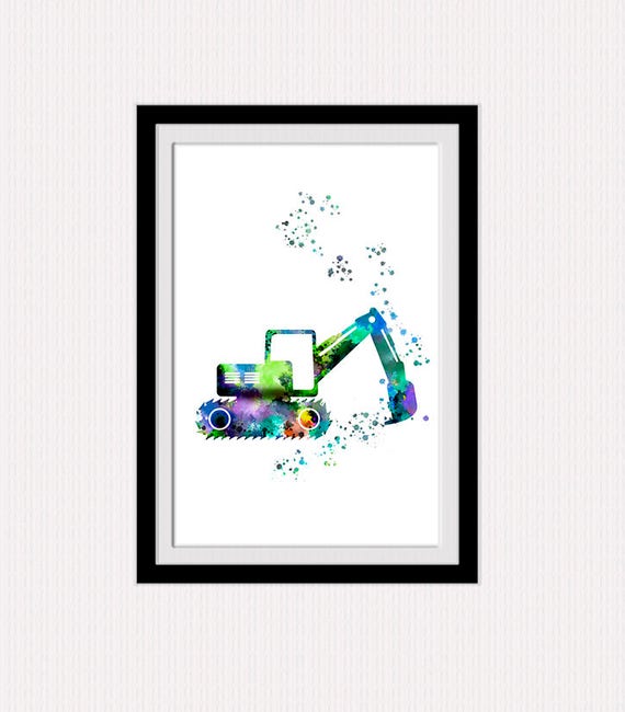 Bagger Aquarell Druck Transport Poster Ausrüstung Druck | Etsy