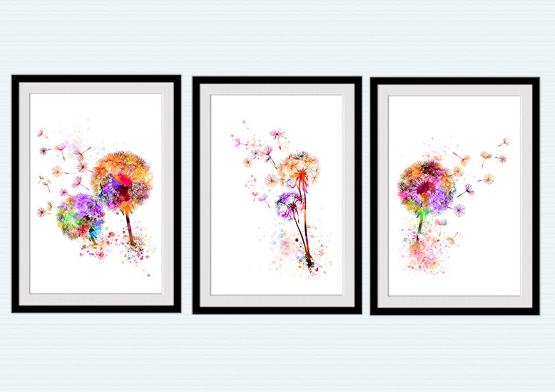 Dandelion Print Dandelion Poster Set of 3 Prints Botanical Decor Living ...