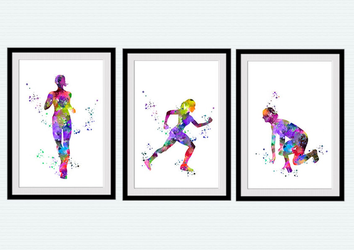 Running Girl Poster Set of 3 Jogging Woman Print Sport - Etsy