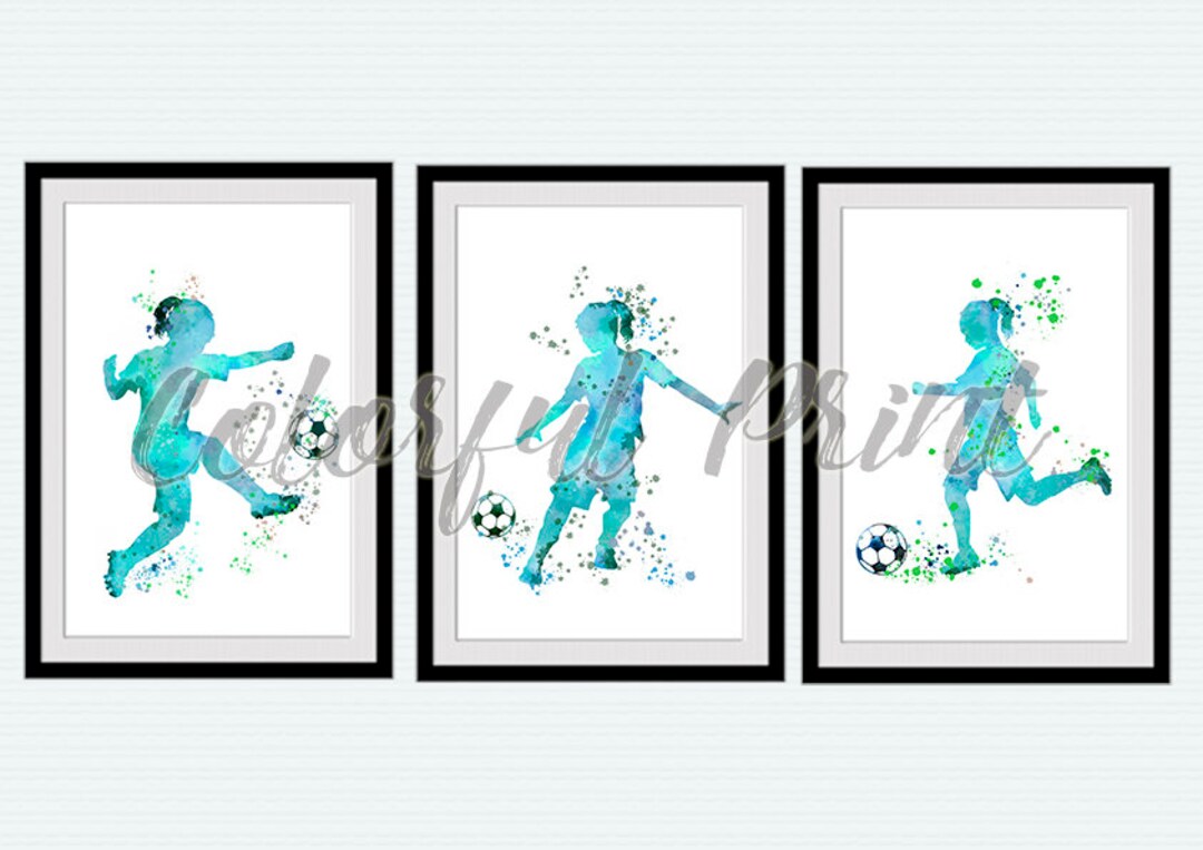 Soccer Poster Set of 3 Soccer Girl Soccer Wall Decor Football Poster ...