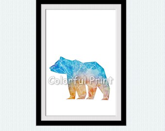 Geometric bear print | Etsy