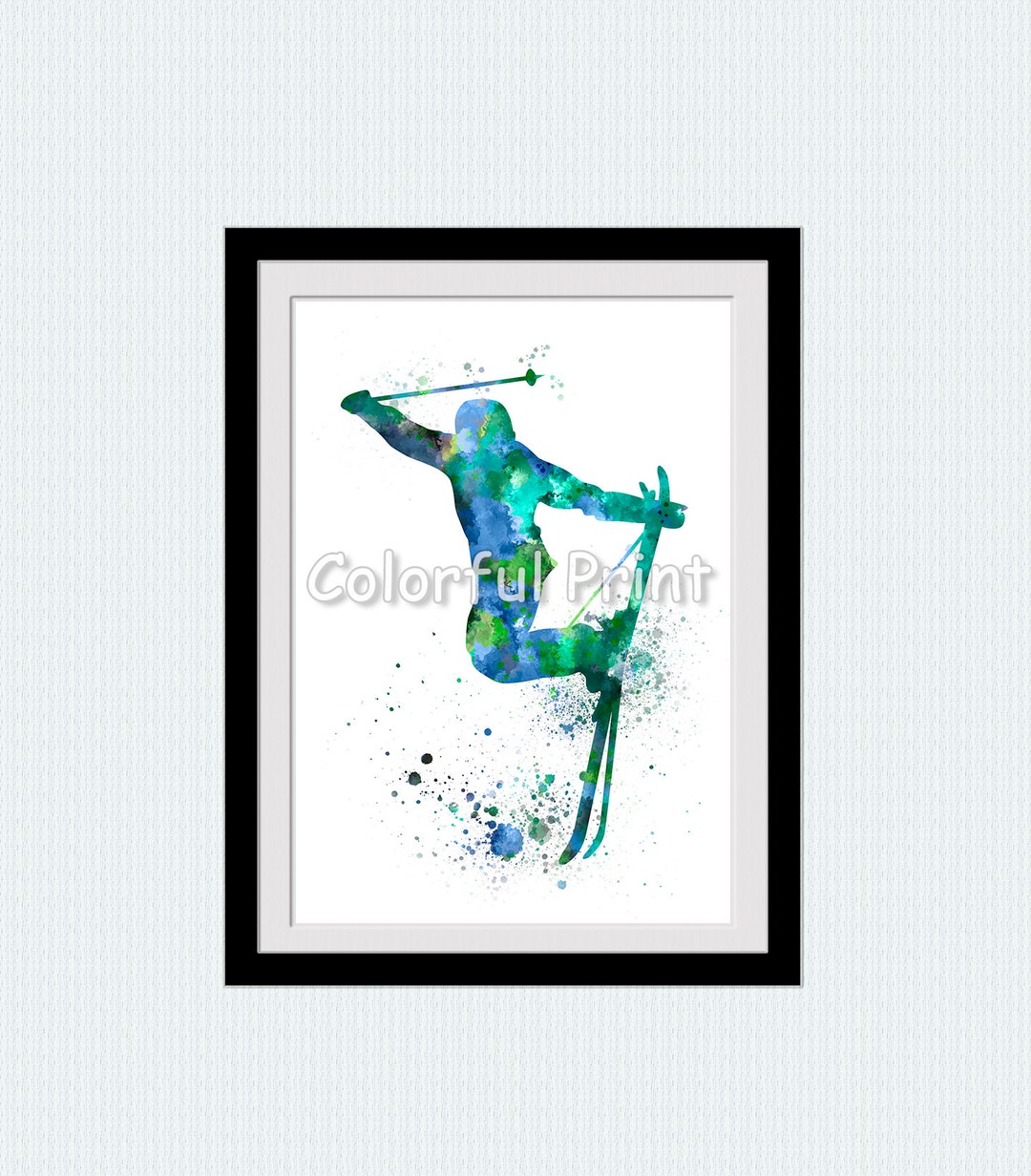 Freeride Skier Watercolor Print: Sport Wall Art W924 - Etsy