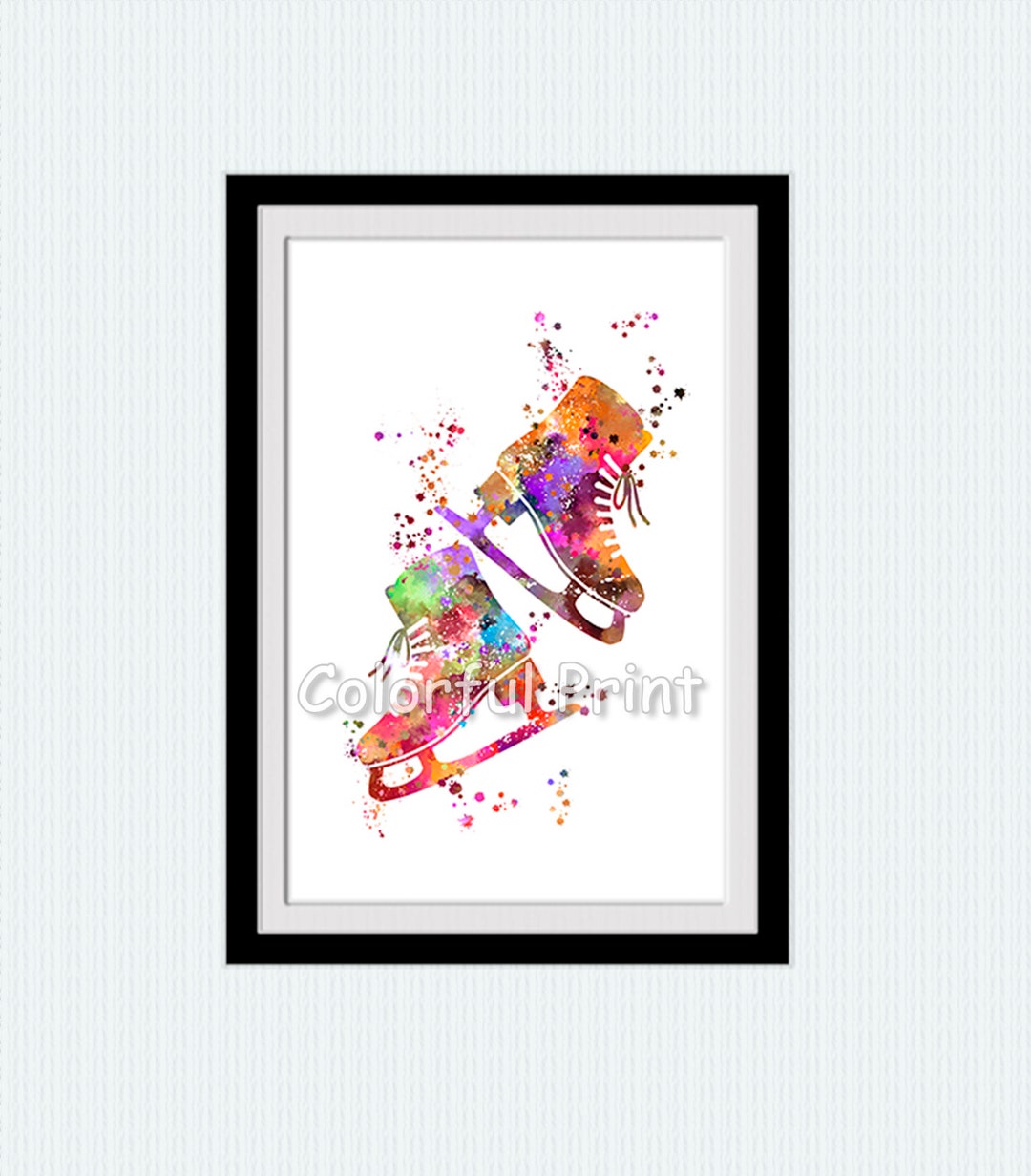 Ice Skates Print Ice Skates Watercolor Poster Ice Skating Sport Art ...
