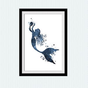 Mermaid Poster Set of 4 Mermaid Print Nautical Wall Art Sea Creature ...