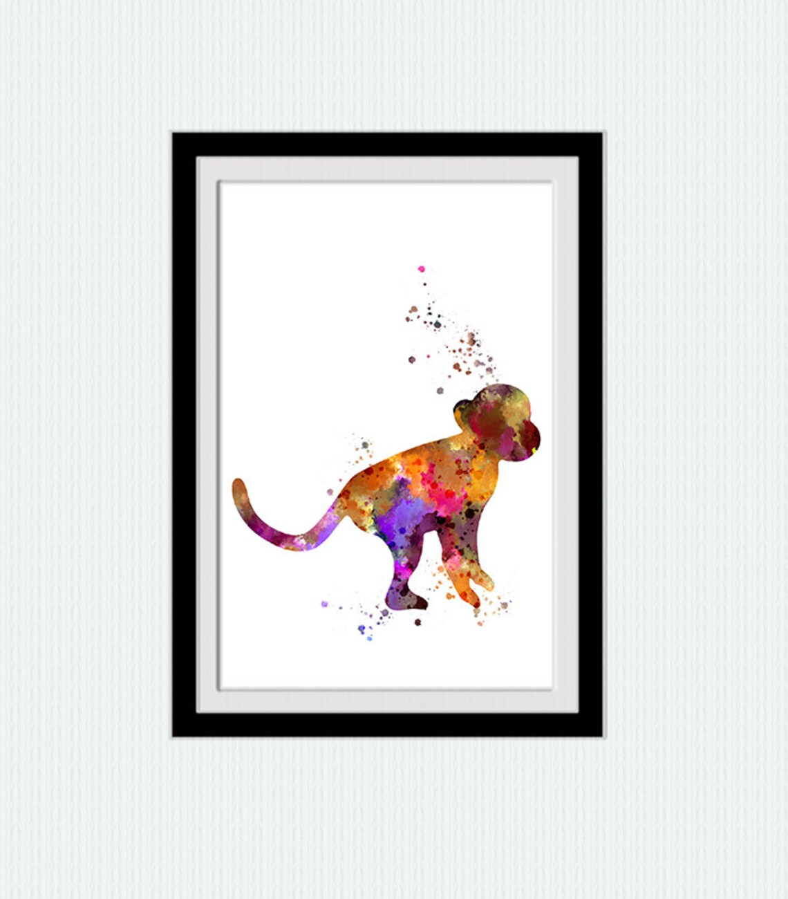 Monkey Art Poster Monkey Watercolor Print Animal Wall Art - Etsy