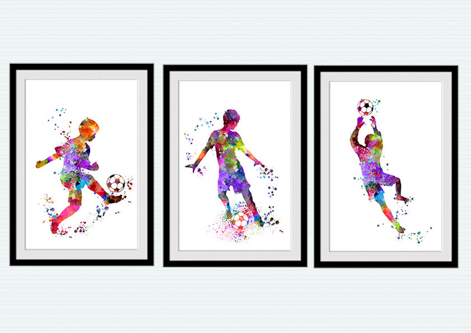 Soccer Player Poster Set of 3 Football Sport Print Soccer Wall | Etsy