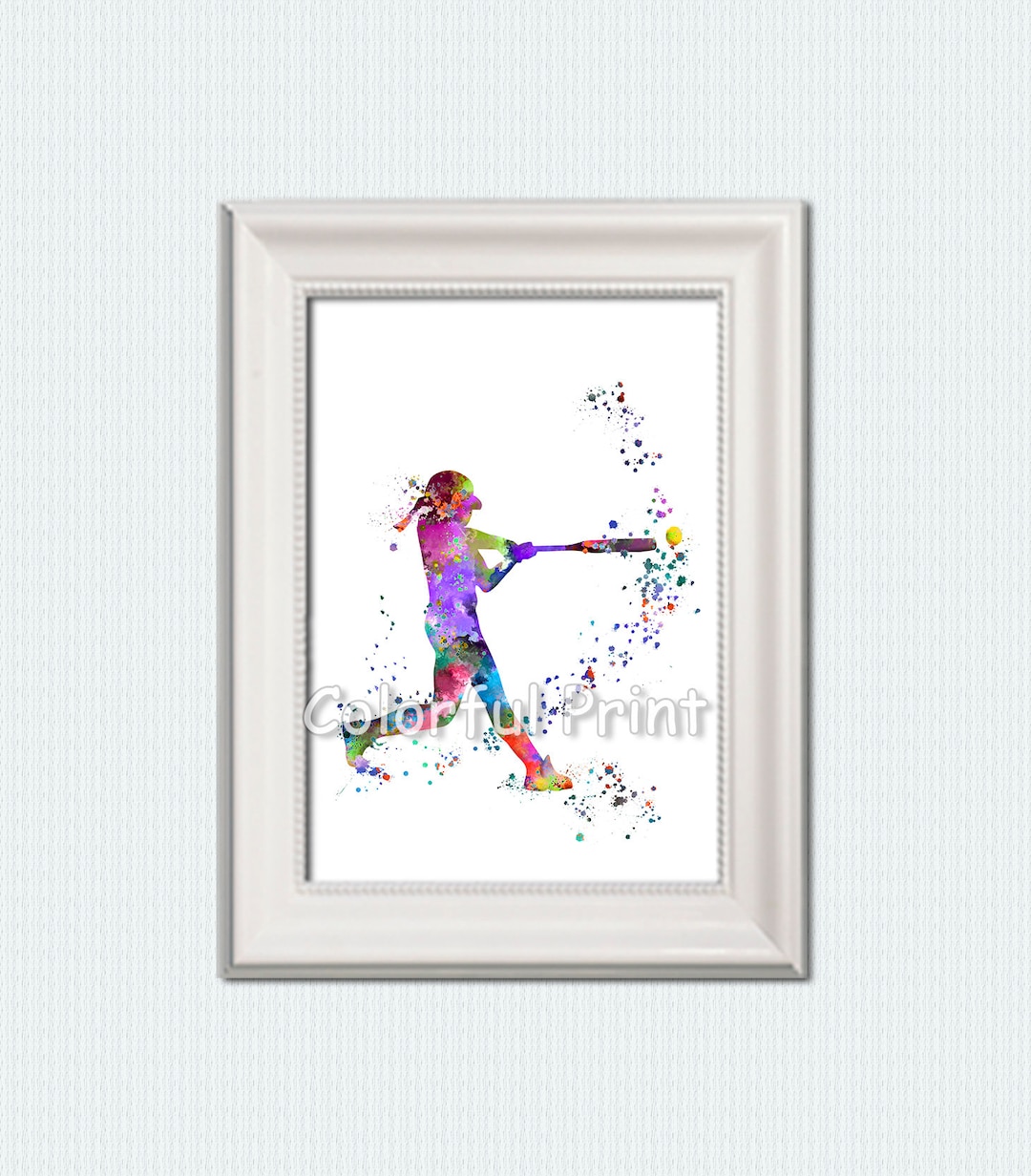 Softball Girl Art Print: Fastpitch Player Gift, Sports Bedroom Decor ...