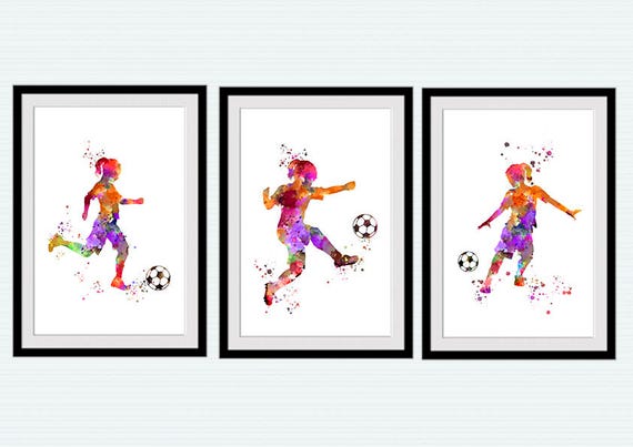 Football Player Poster Set of 3 Soccer Girl Print Football | Etsy