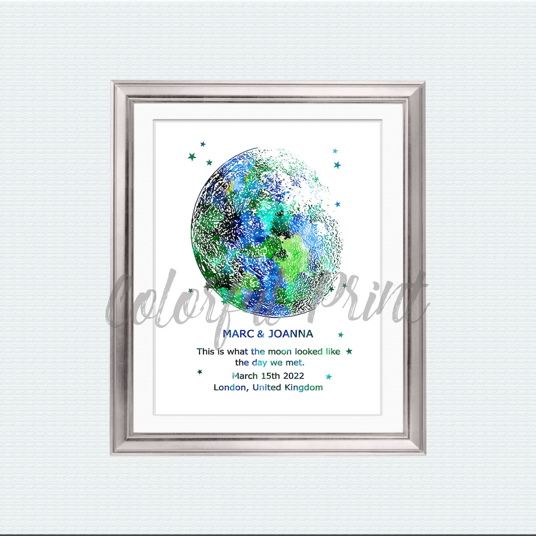Custom Moon Phase Custom Moon Print Personalized Lunar Phase Watercolor ...