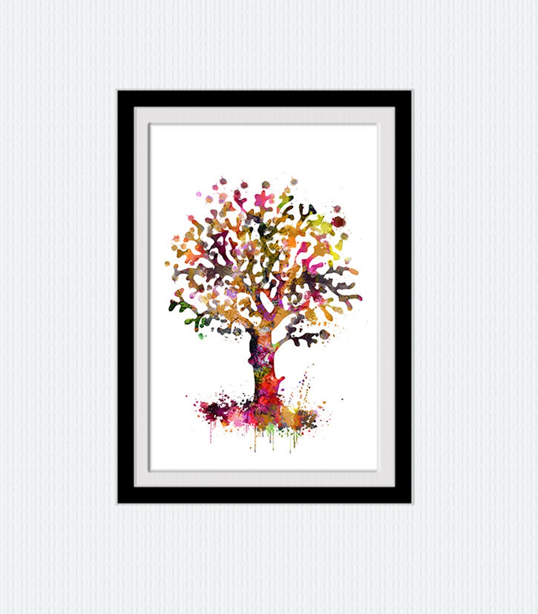 Tree Print Autumn Watercolor Tree Poster Tree Colorful Illustration ...