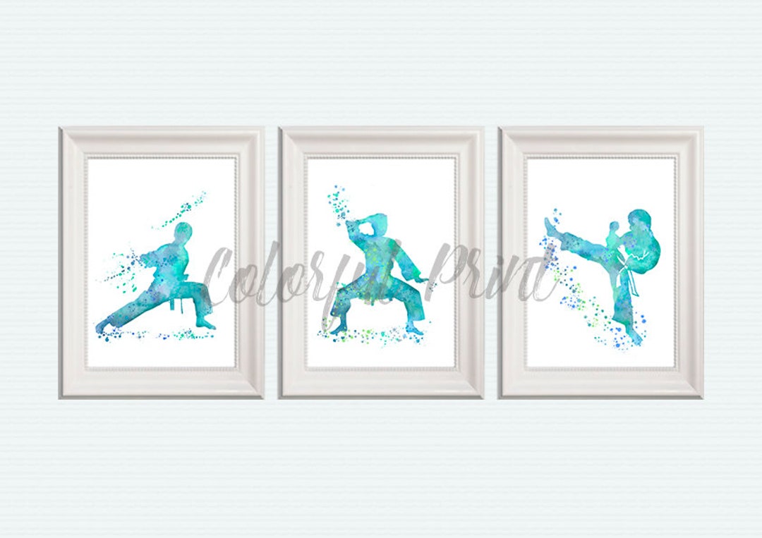 Martial Art Print Set of 3 Karate Poster Sport Illustration Karate ...