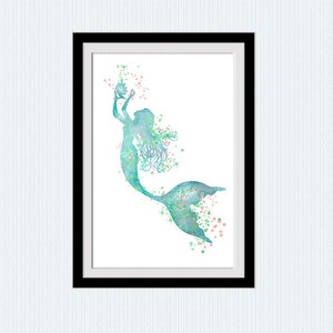 Mermaid art poster Set of 3 prints Mermaid watercolor Home | Etsy