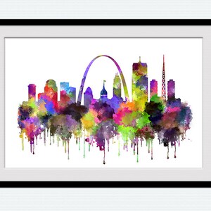 St. Louis Watercolor Print St. Louis Colorful Poster St.louis Skyline ...