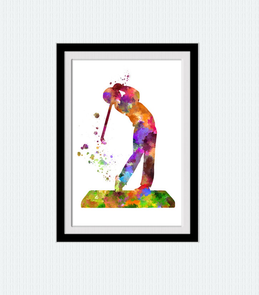 Golf Player Poster Golf Player Print Watercolor Sport Poster Colorful ...