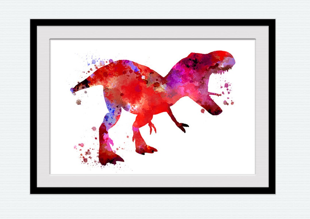 Dinosaur Print Tyrannosaurus Rex Watercolor Poster Dinosaur Decor ...