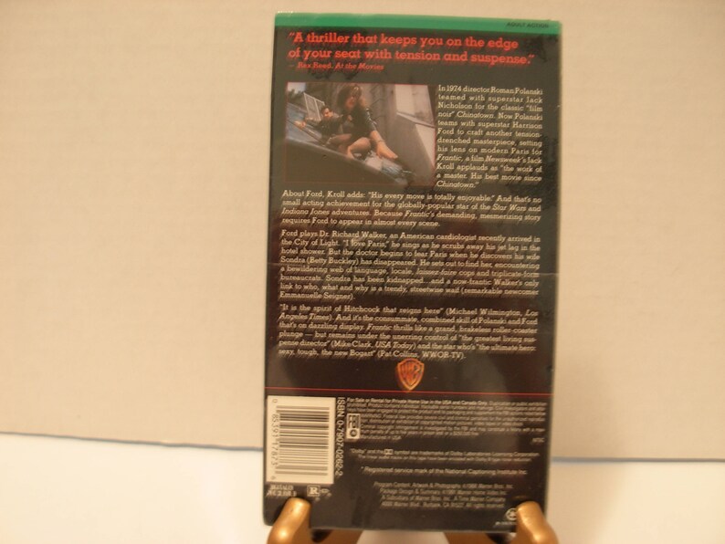 Frantic, VHS Tape, SEALED, Harrison Ford, Hitchcock Style, Color, Free ...