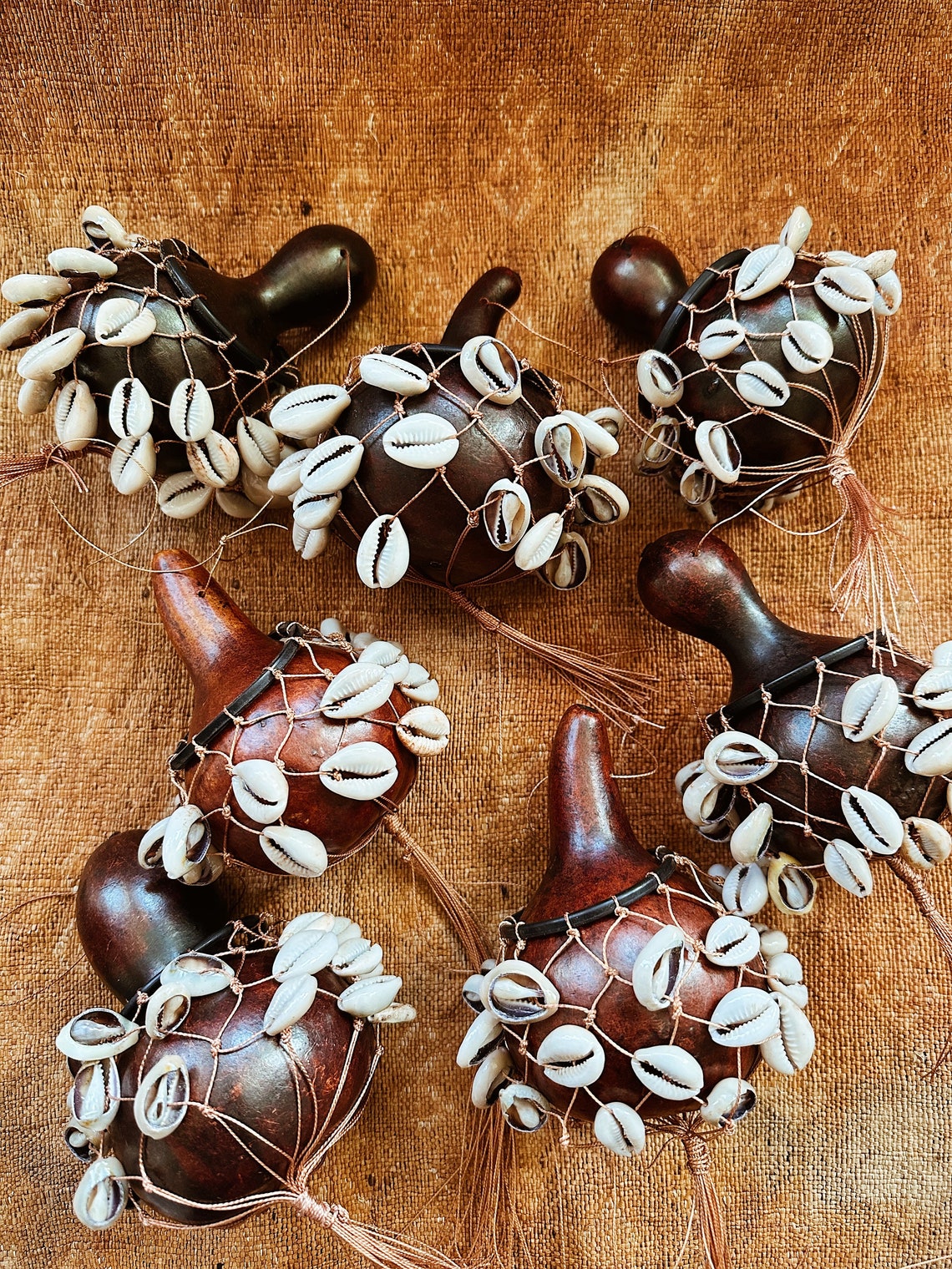 Small Shekere Cowrie Shell Rattle //jabara, Axatse, Netted Cowrie Shell ...