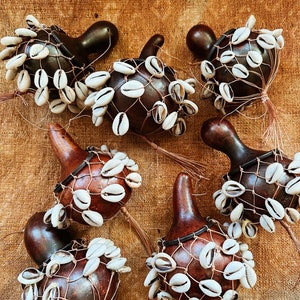 Small Shekere Cowrie Shell Rattle //jabara, Axatse, Netted Cowrie Shell ...