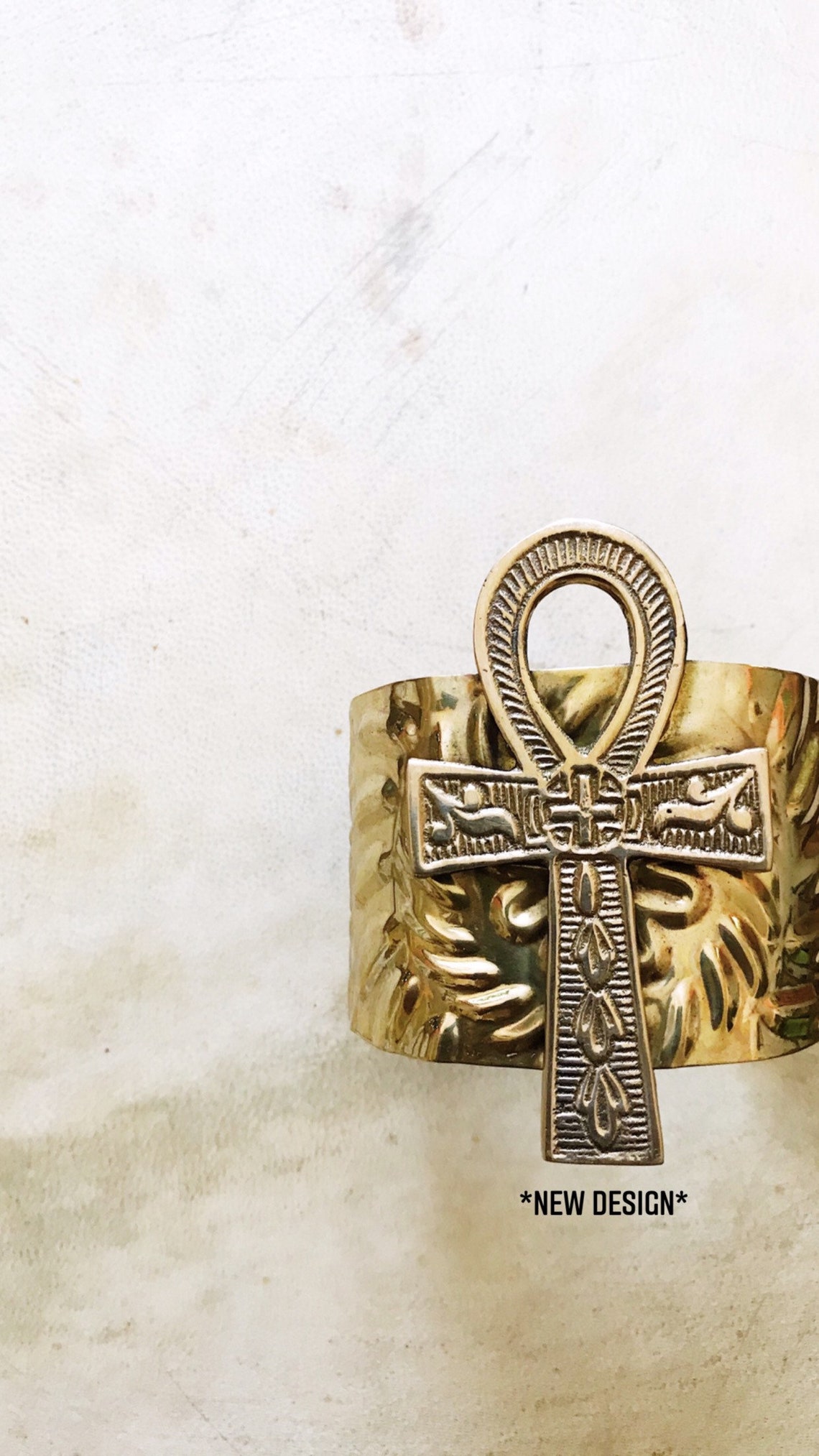 Ankh Life Cuff // Key of Life Gold Ankh Bracelet Ancient | Etsy