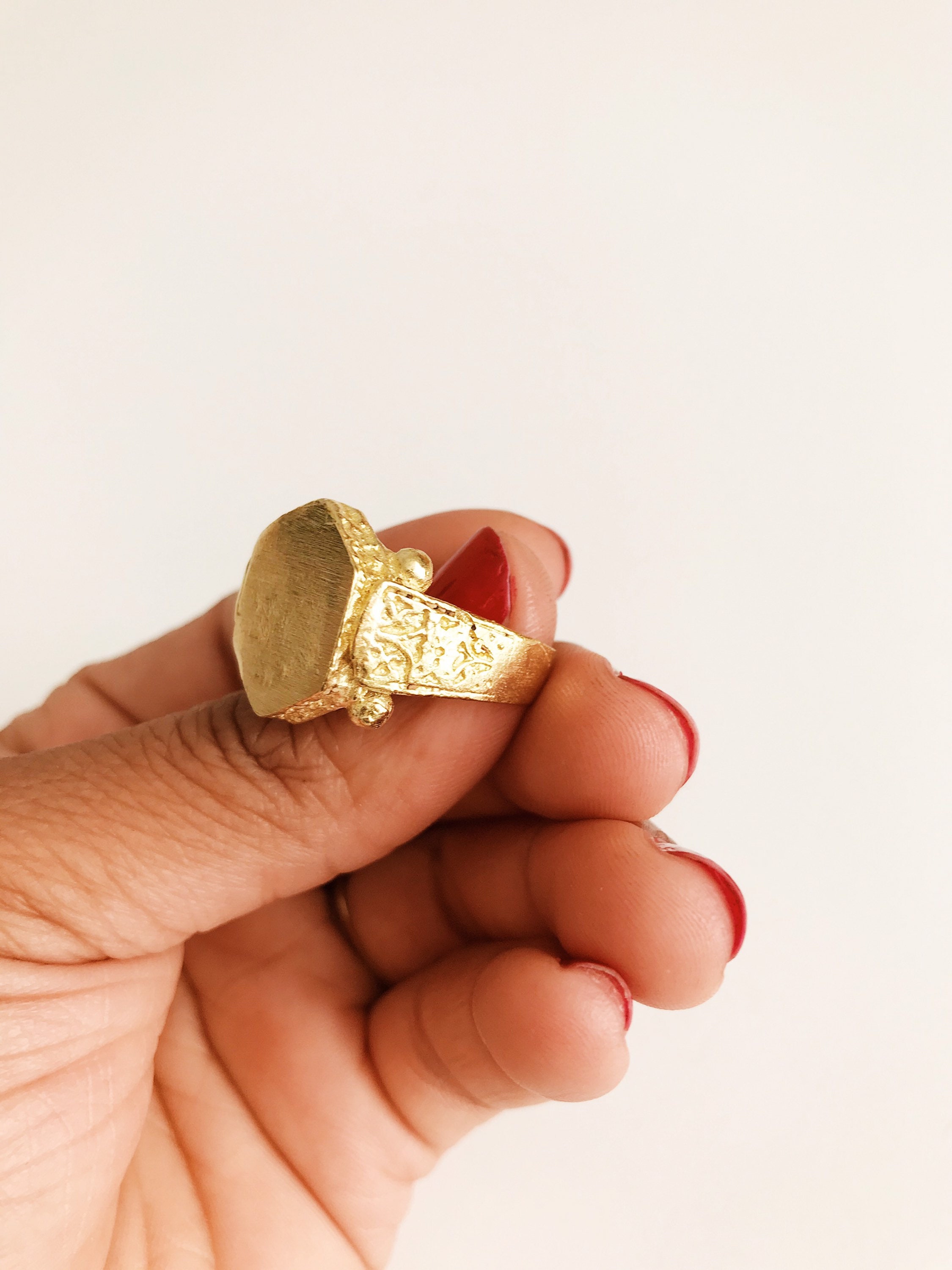 Athens Ring // Textured Brass Ring Gold Ring Egyptian - Etsy