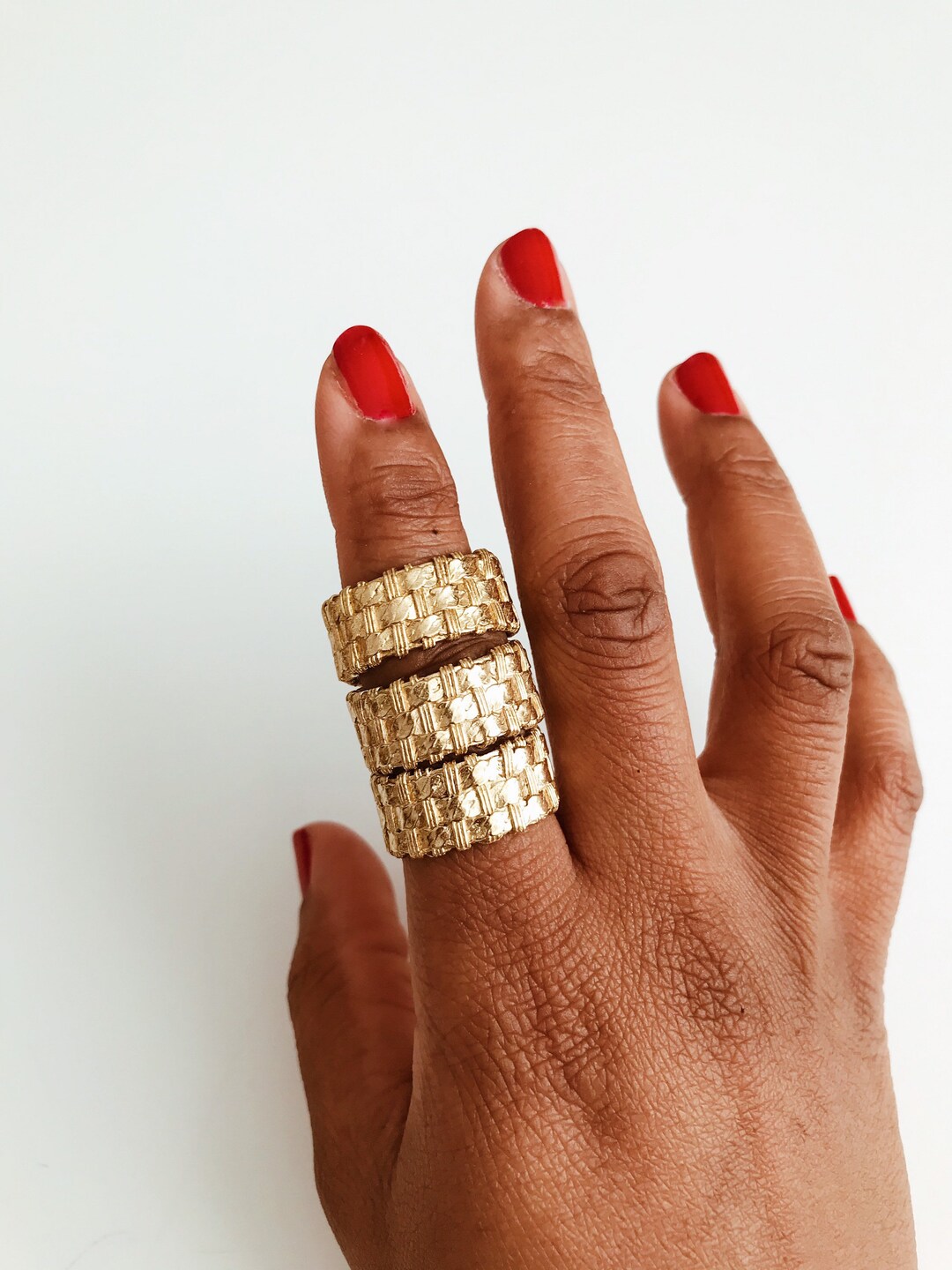 Kuba Woven Ring // Textured Brass Ring, Gold Ring, Ancient Egyptian ...