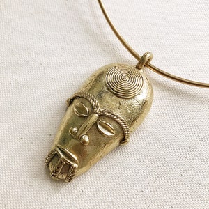 Akan African Mask Choker// Brass Mask, Brass Mask Necklace, African ...
