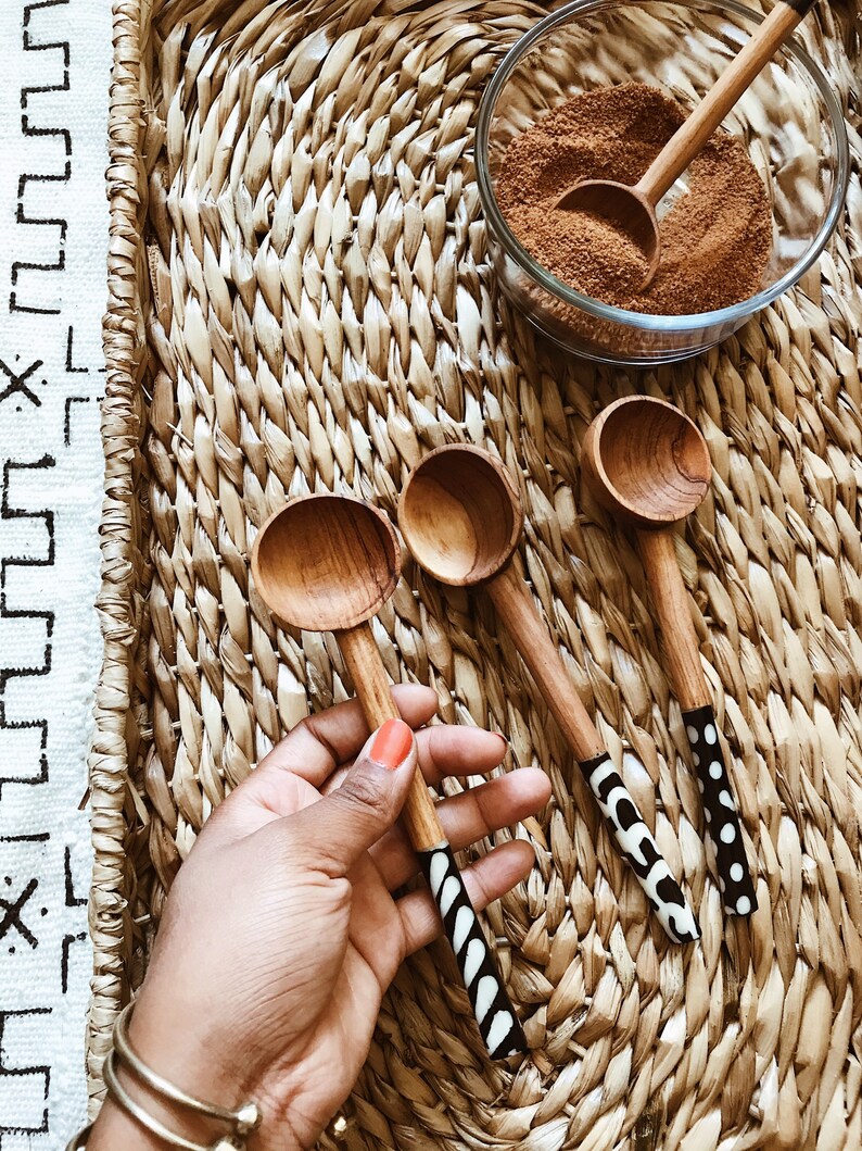 Batik Olive Wood Coffee Scoop //african Goods African Spoons - Etsy