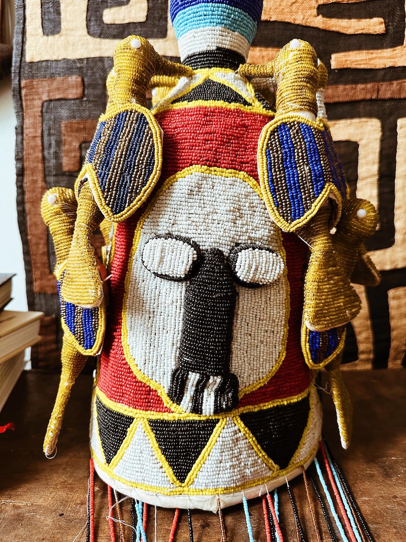 Colorful Vintage African Yoruba Oba Crown With Birds #1, African Hat ...