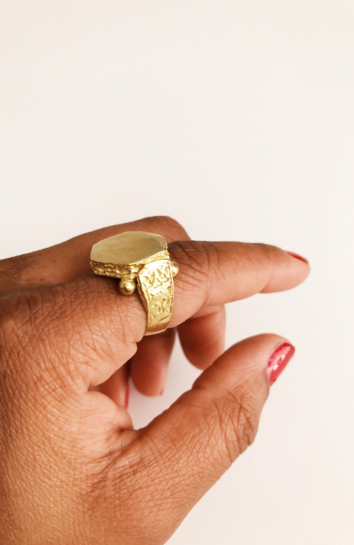 Athens Ring // Textured Brass Ring Gold Ring Egyptian | Etsy