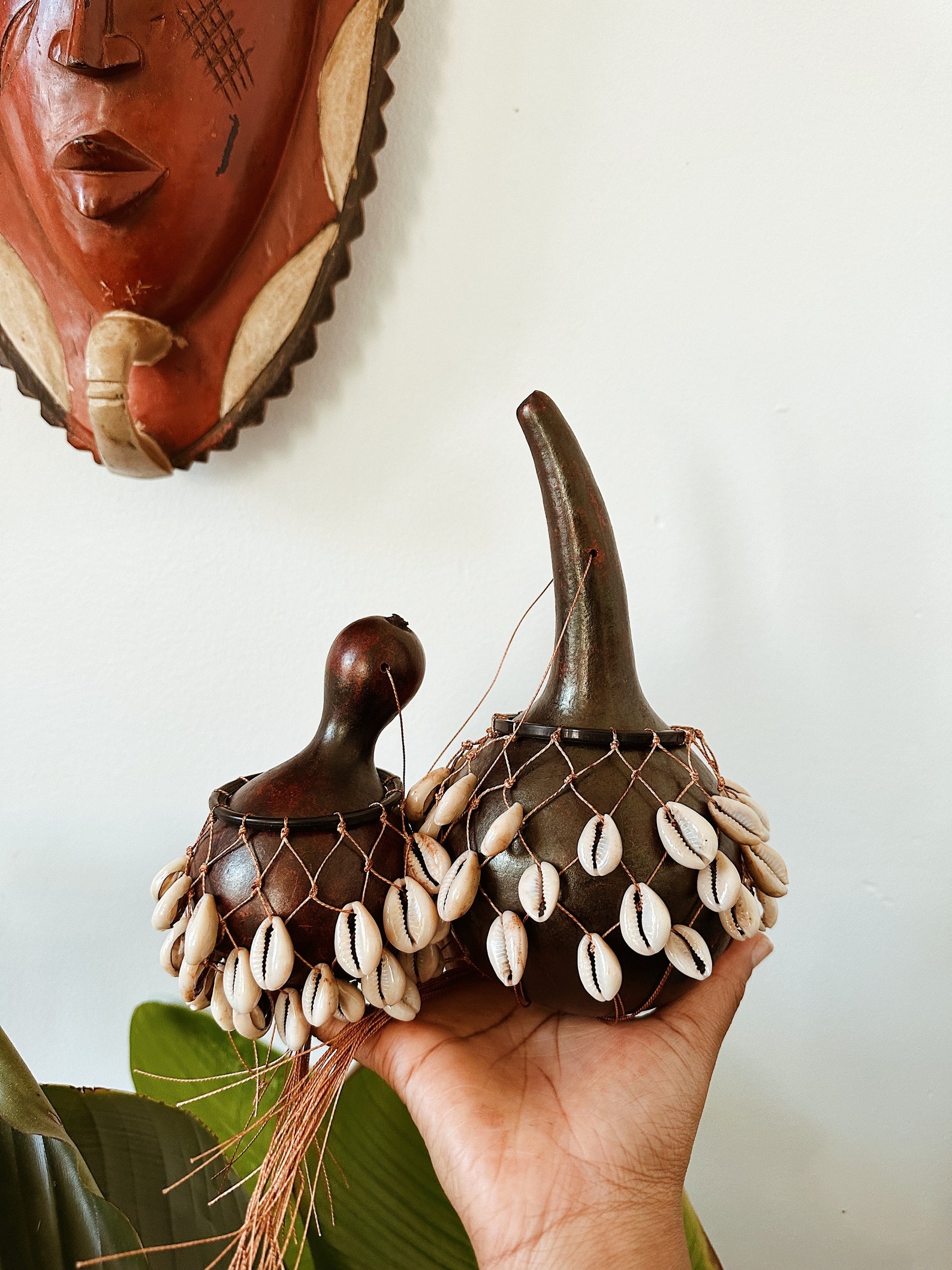 Small Shekere Cowrie Shell Rattle //jabara, Axatse, Netted Cowrie Shell ...