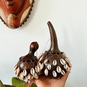 Small Shekere Cowrie Shell Rattle //jabara, Axatse, Netted Cowrie Shell ...
