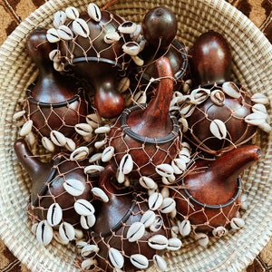 Small Shekere Cowrie Shell Rattle //jabara, Axatse, Netted Cowrie Shell ...