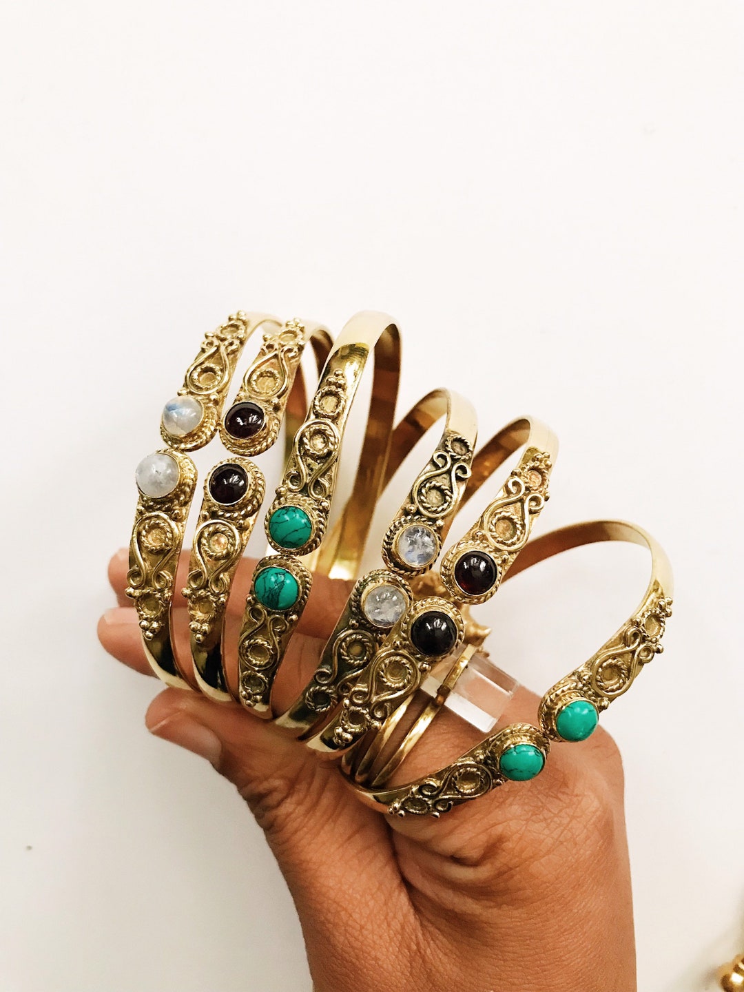 Naini Cuffs // Vintage Stone Cuffs Afrocentric Jewelry India - Etsy