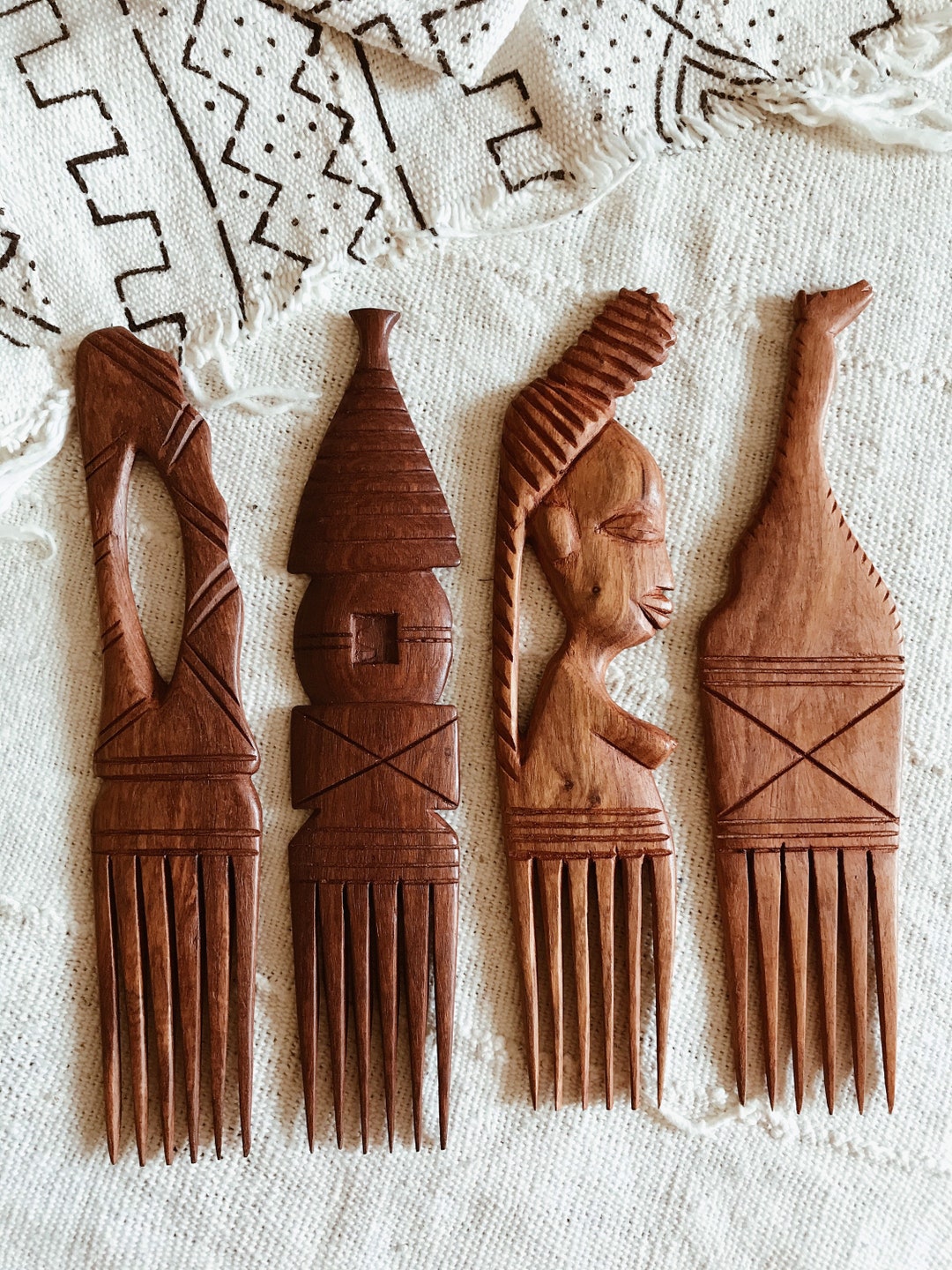 Duafe African Comb // Wood Afro Pick Wood Mask Afrocentric - Etsy