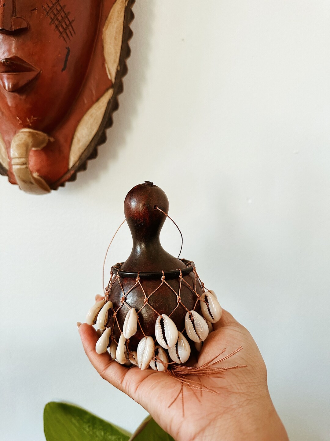 Small Shekere Cowrie Shell Rattle //jabara, Axatse, Netted Cowrie Shell ...