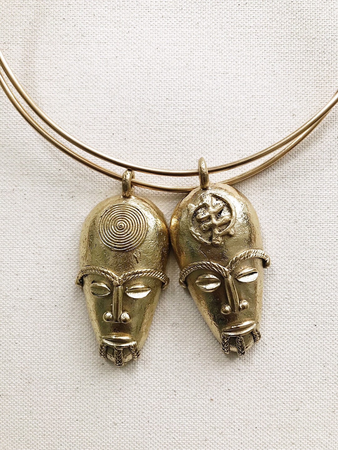 Akan African Mask Choker// Brass Mask, Brass Mask Necklace, African ...