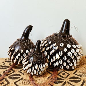 Shekere Cowrie Shell Rattle //jabara, Axatse, Netted Cowrie Shell Gourd ...