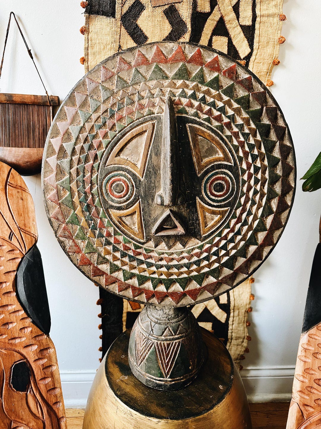 African BWA Mask Stand #3 // BWA Sun Mask, Wood Mask, Afrocentric Style ...