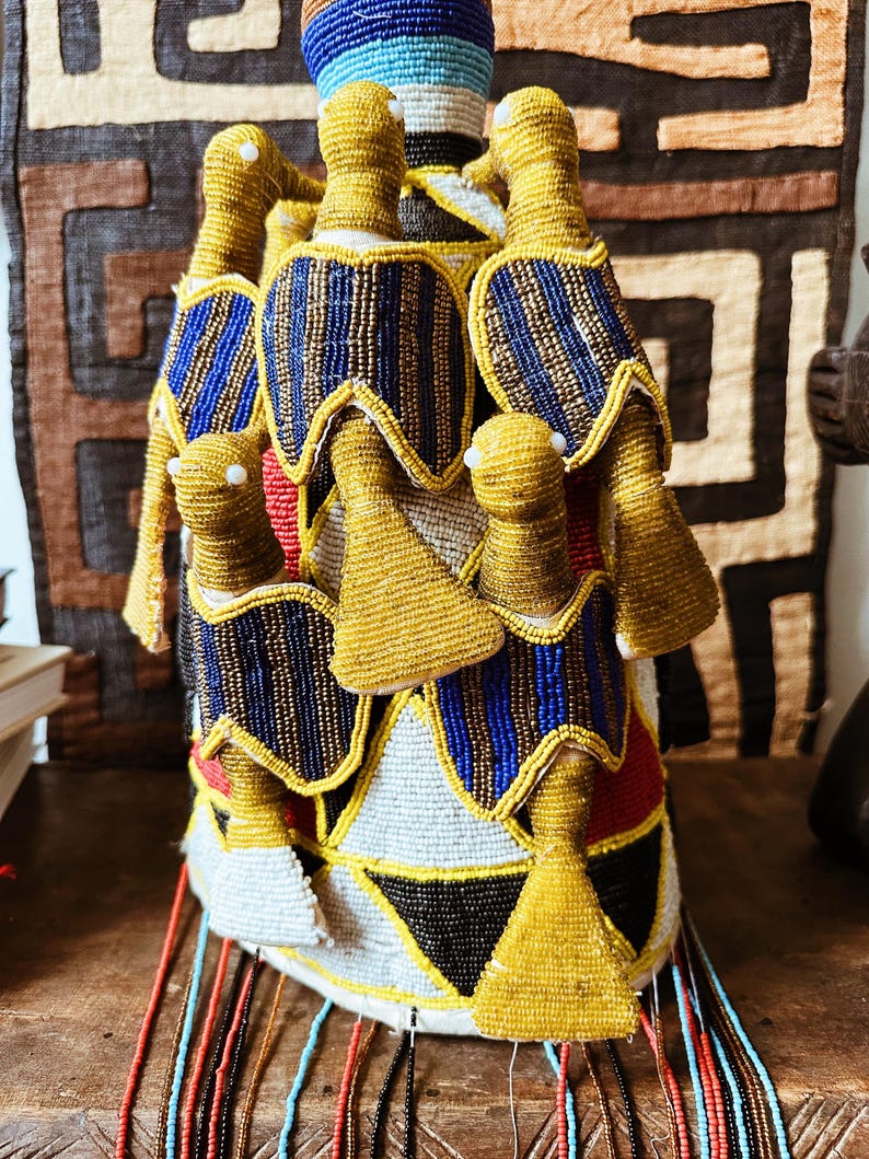 Colorful Vintage African Yoruba Oba Crown With Birds #1, African Hat ...