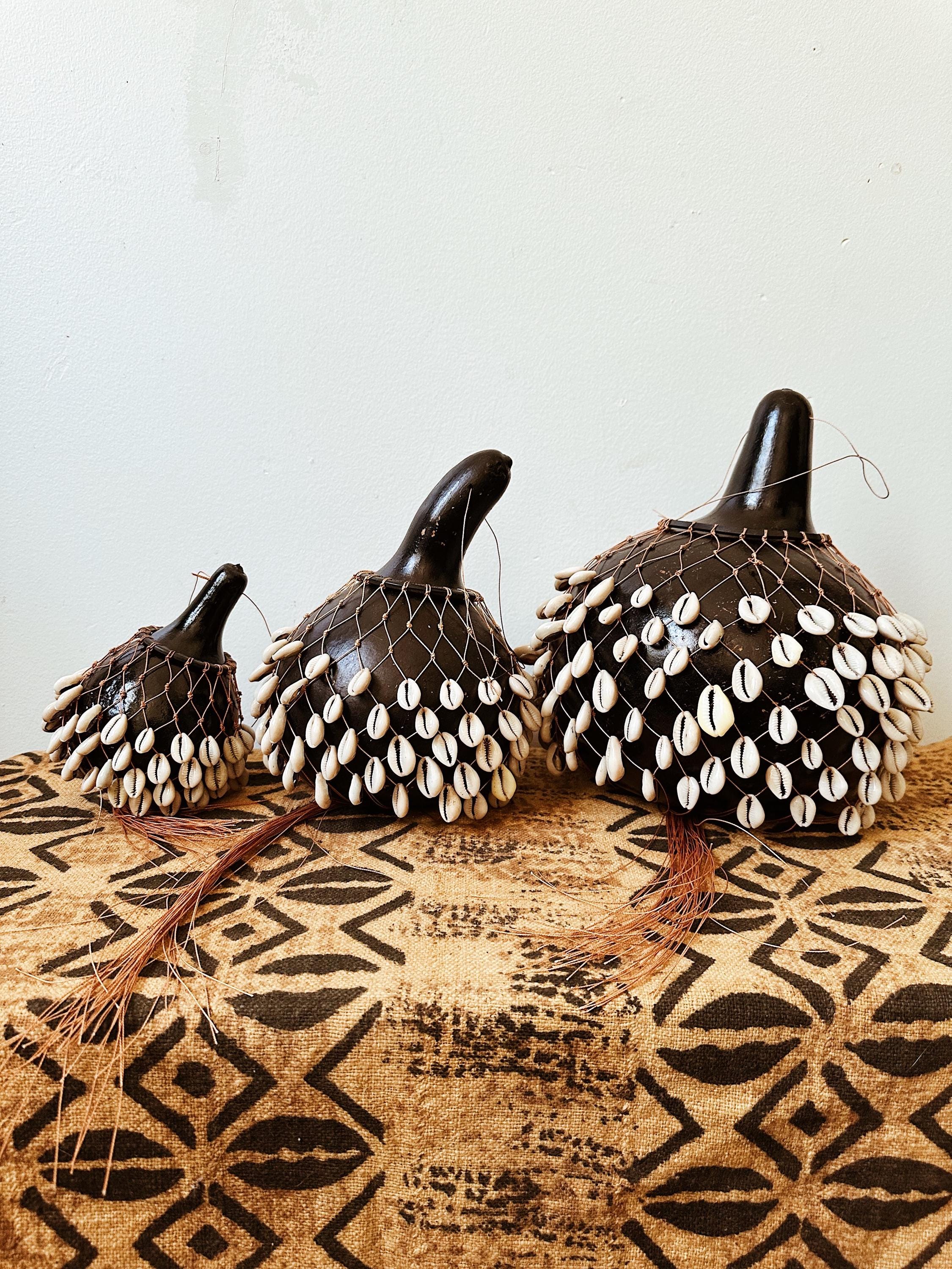 Black Shekere Cowrie Shell Rattle //jabara, Axatse, Netted Cowrie Shell ...