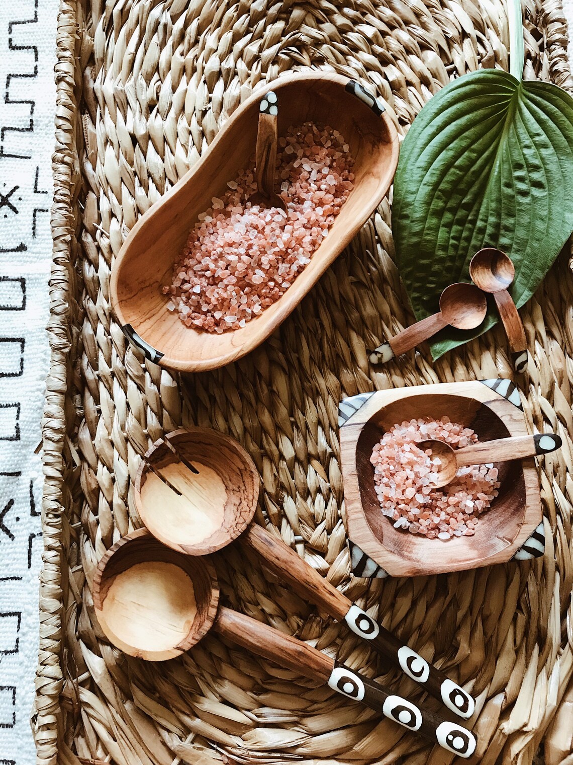 Batik Bone Olive Wood Spice Spoons, Set of 4 - Etsy