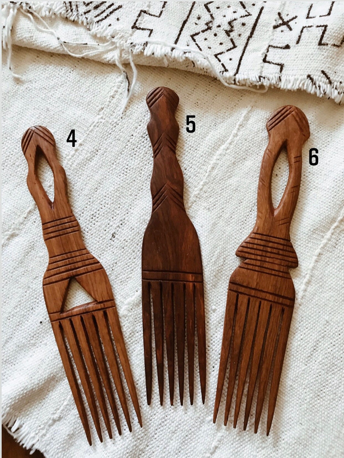 Duafe African Comb // Wood Afro Pick Wood Mask Afrocentric | Etsy