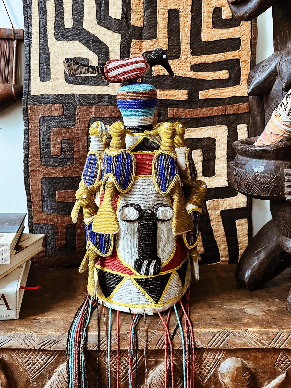 Colorful Vintage African Yoruba Oba Crown With Birds #1, African Hat ...