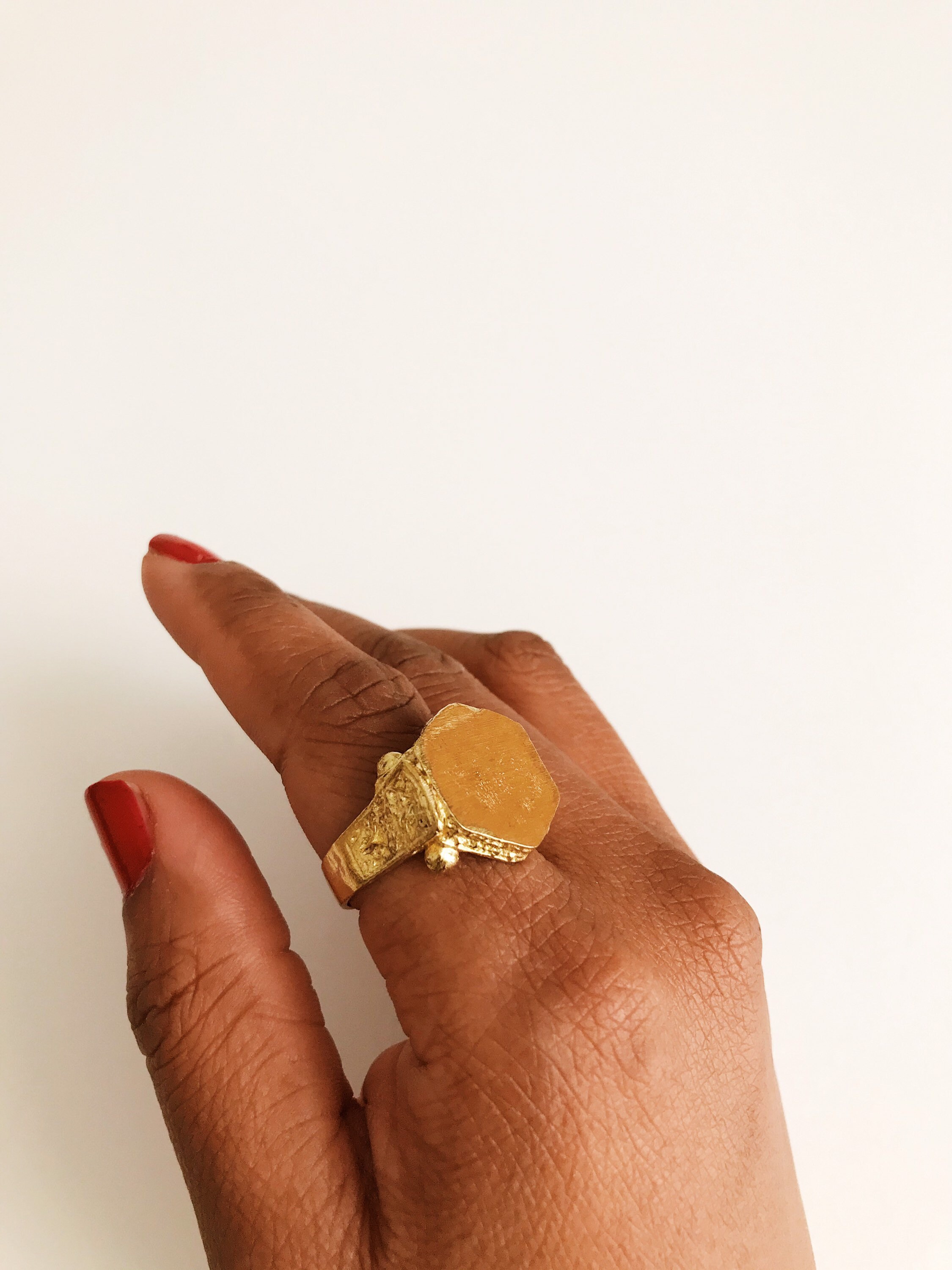 Athens Ring // Textured Brass Ring Gold Ring Egyptian | Etsy