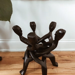 Five Headed African Unity Statue// African Wood Statue, Afrocentric ...