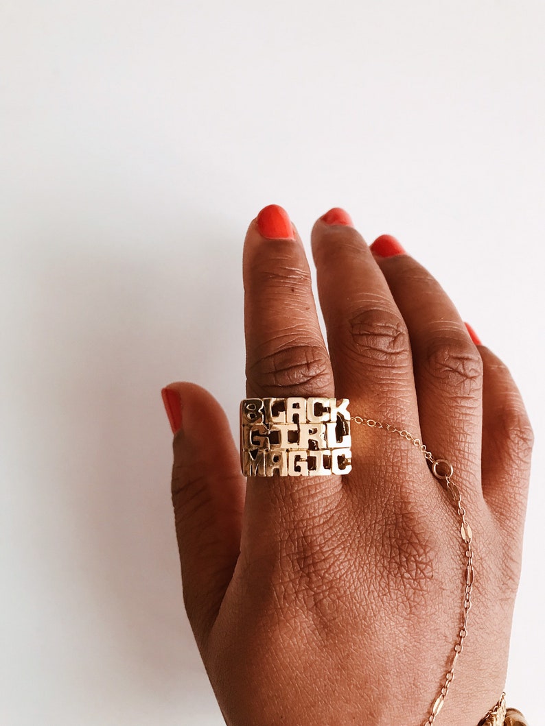 Black Girl Magic Ring // Solid Brass Ring, Gold Ring, African Jewelry ...