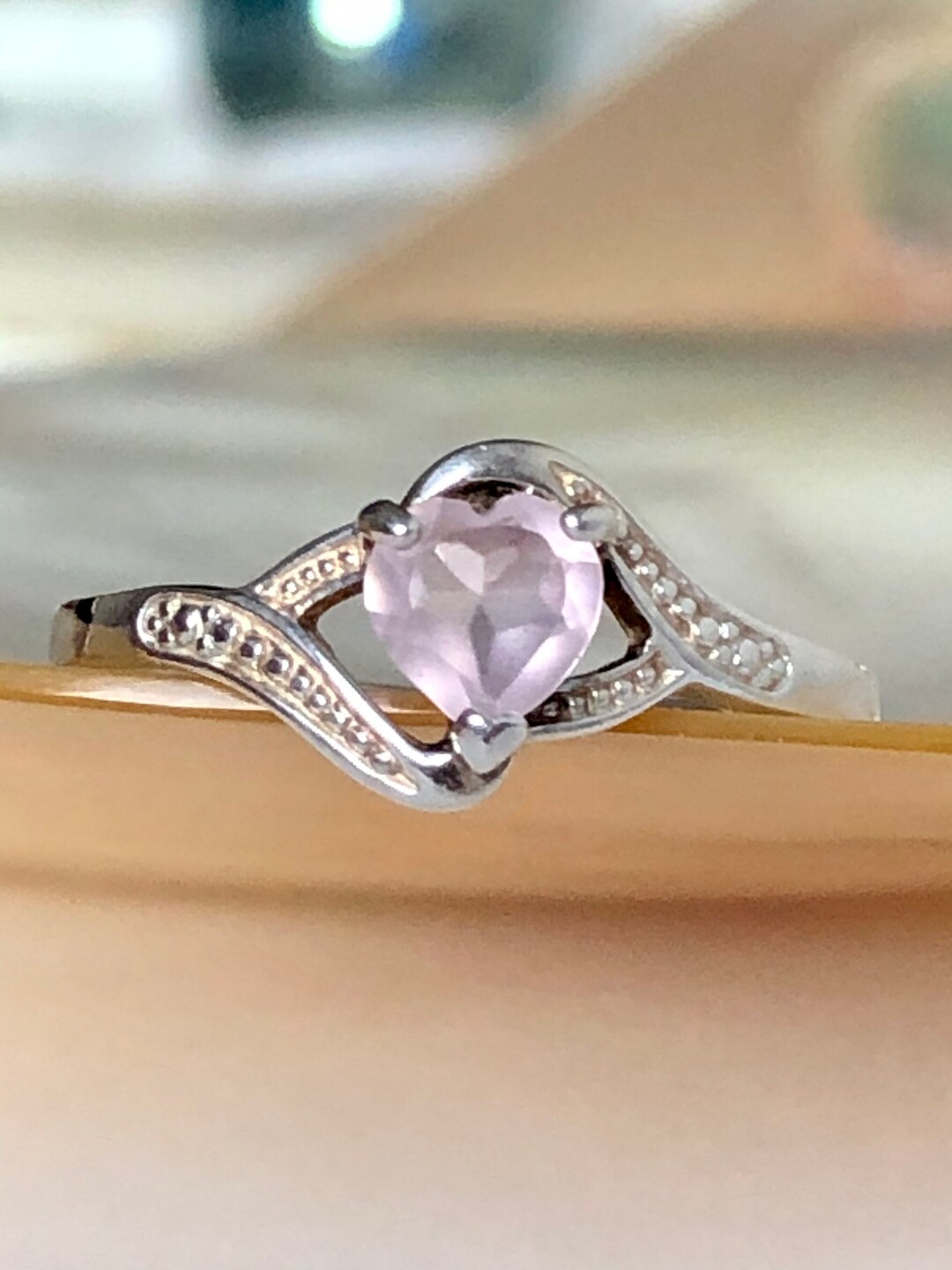 925 Pink Heart Gemstone Ring - Etsy