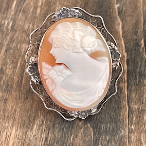 Sterling Silver Cameo Brooch - Etsy