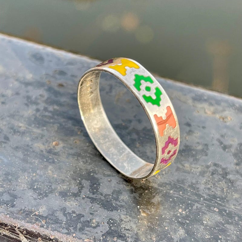 Enamel Band Ring - Etsy