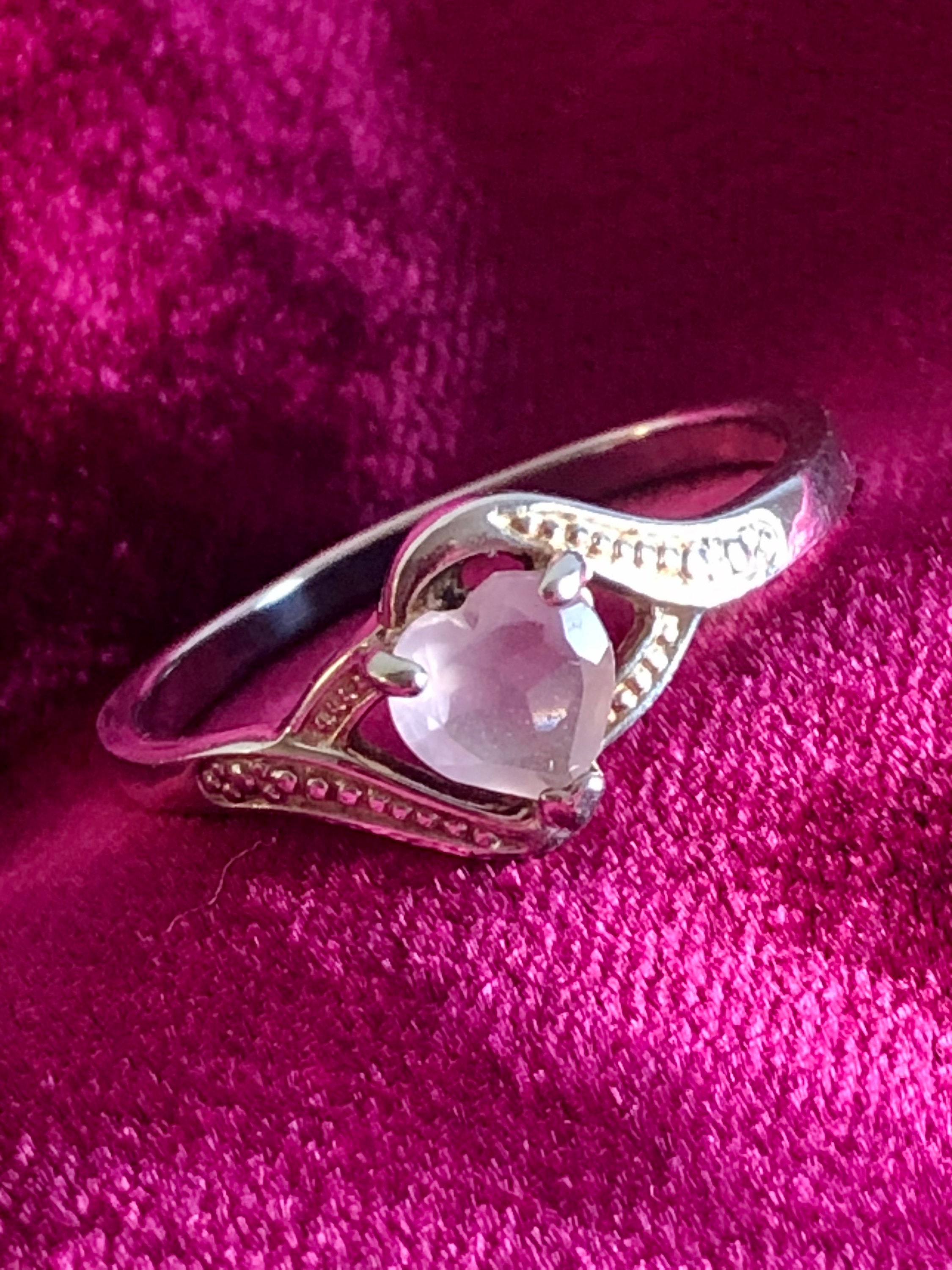 925 Pink Heart Gemstone Ring - Etsy